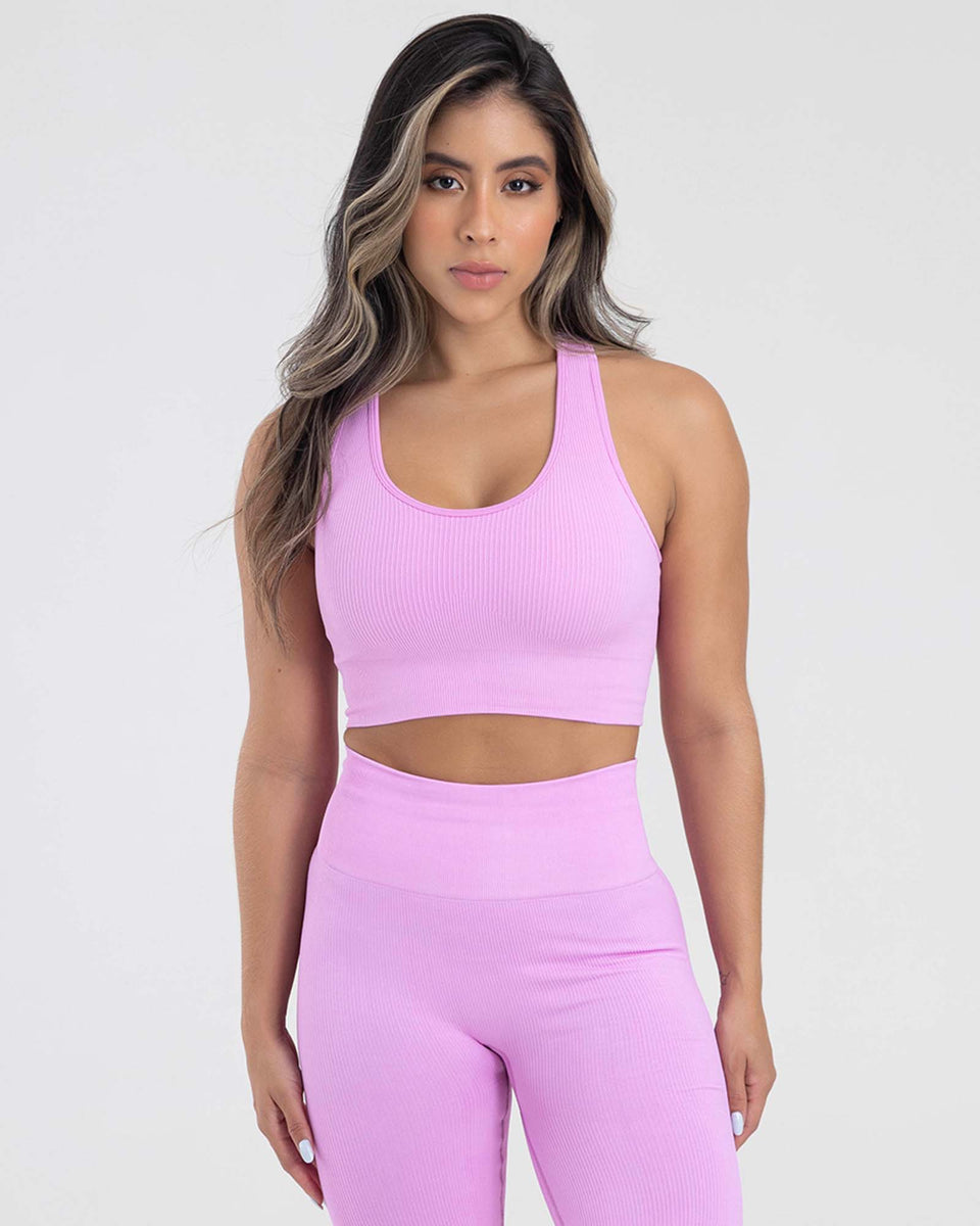 Top manga sisa basic seamless rosa malvania flex FIBER