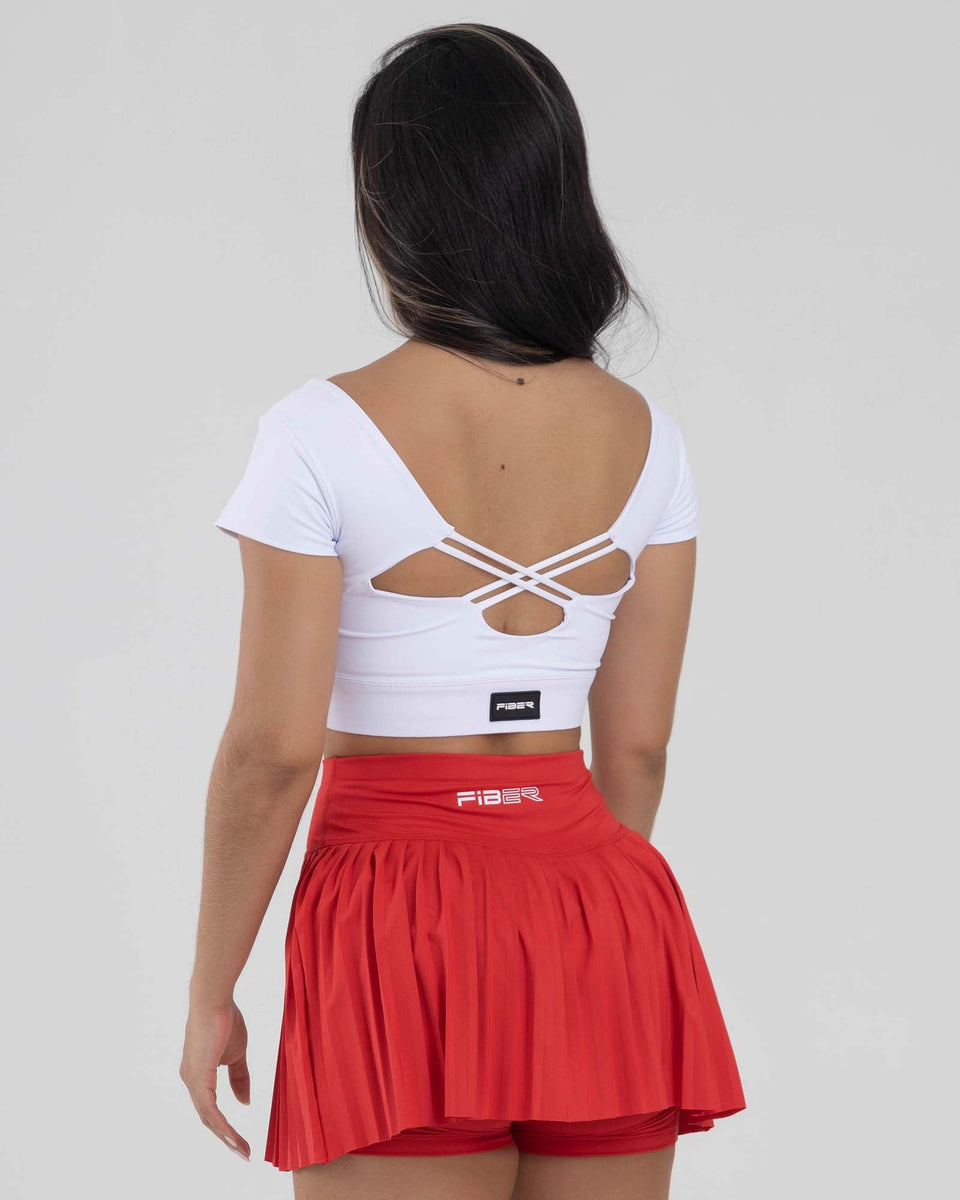 Top manga corta cross back blanco essentials FIBER