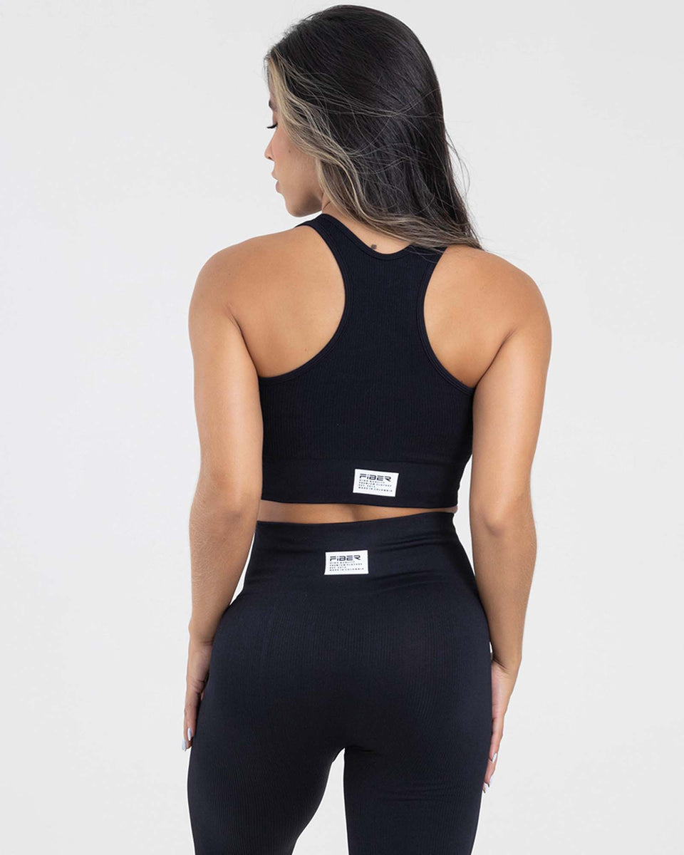 Top manga sisa seamless negro flex FIBER