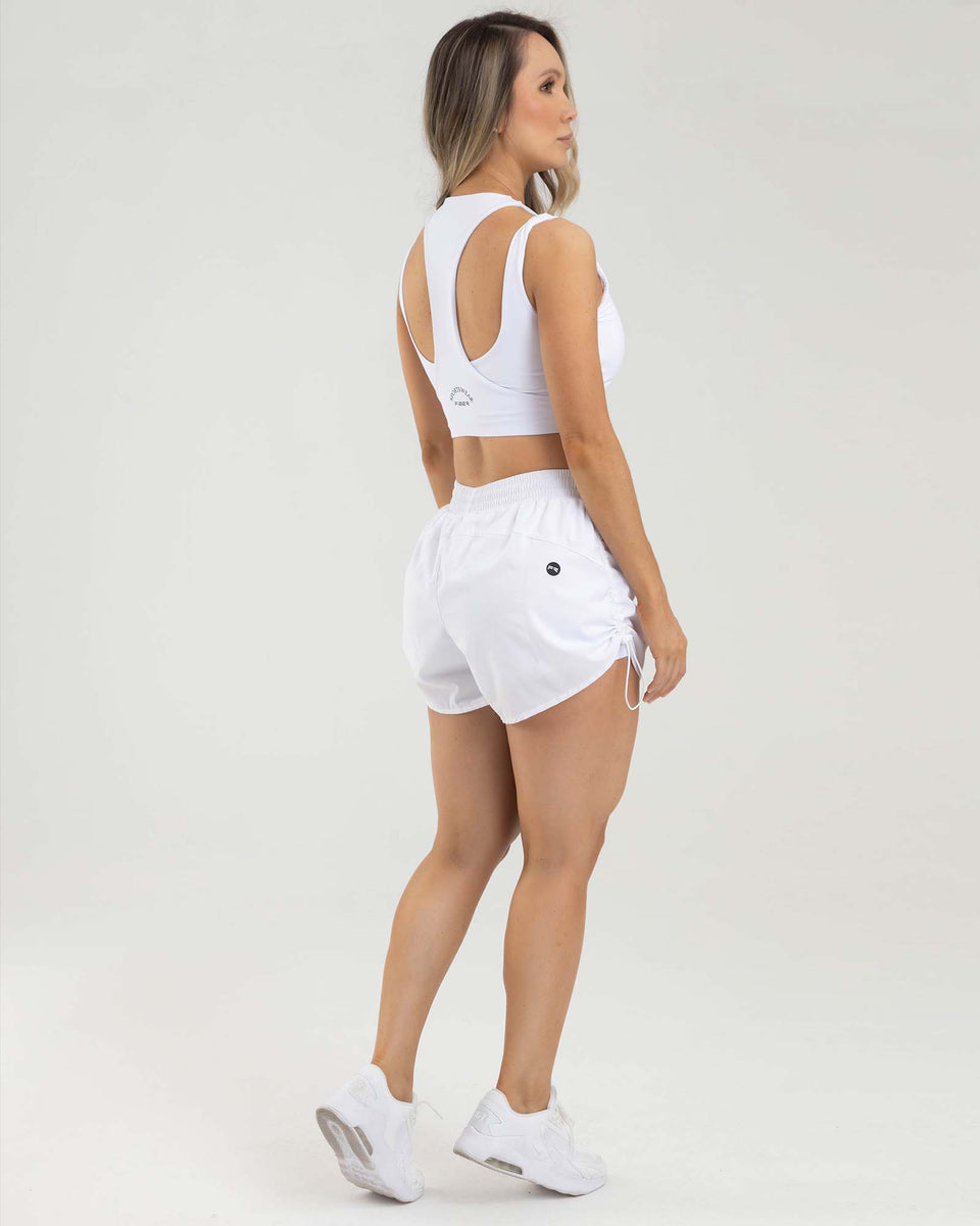 Short running adjustable blanco femme FIBER