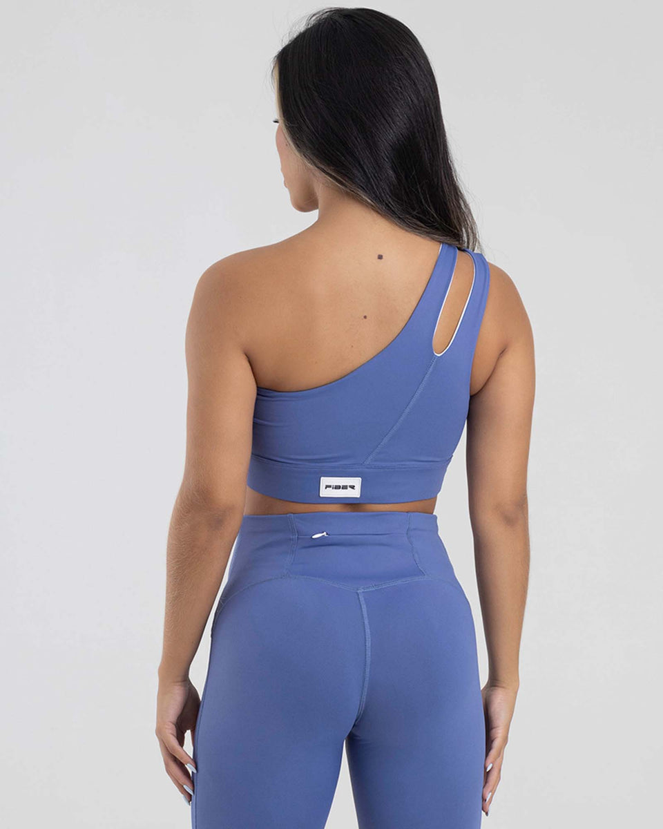 Top un solo hombro azul sky flex FIBER