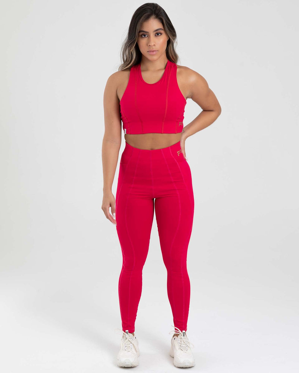 Leggings fondo entero rojo radiante sublime FIBER